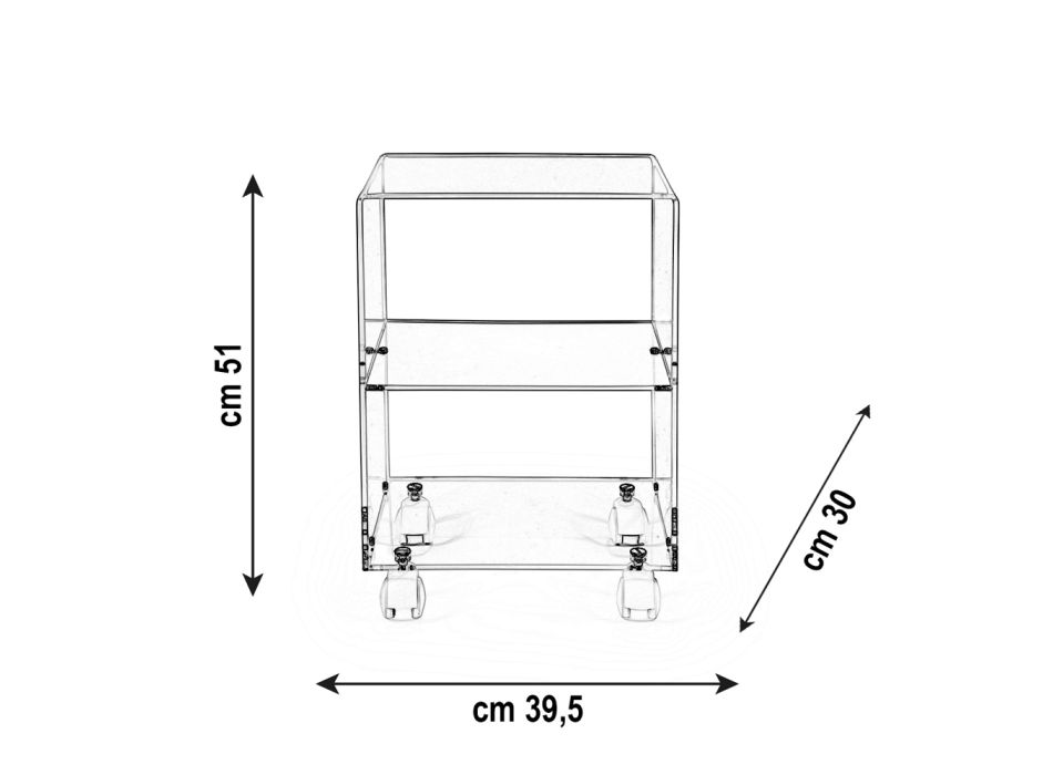 Carro para Objetos con Ruedas de Plexiglás