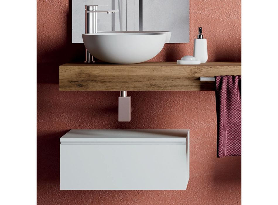 Composición de Baño con Bases Anti-rayaduras, Lavabo y Espejo