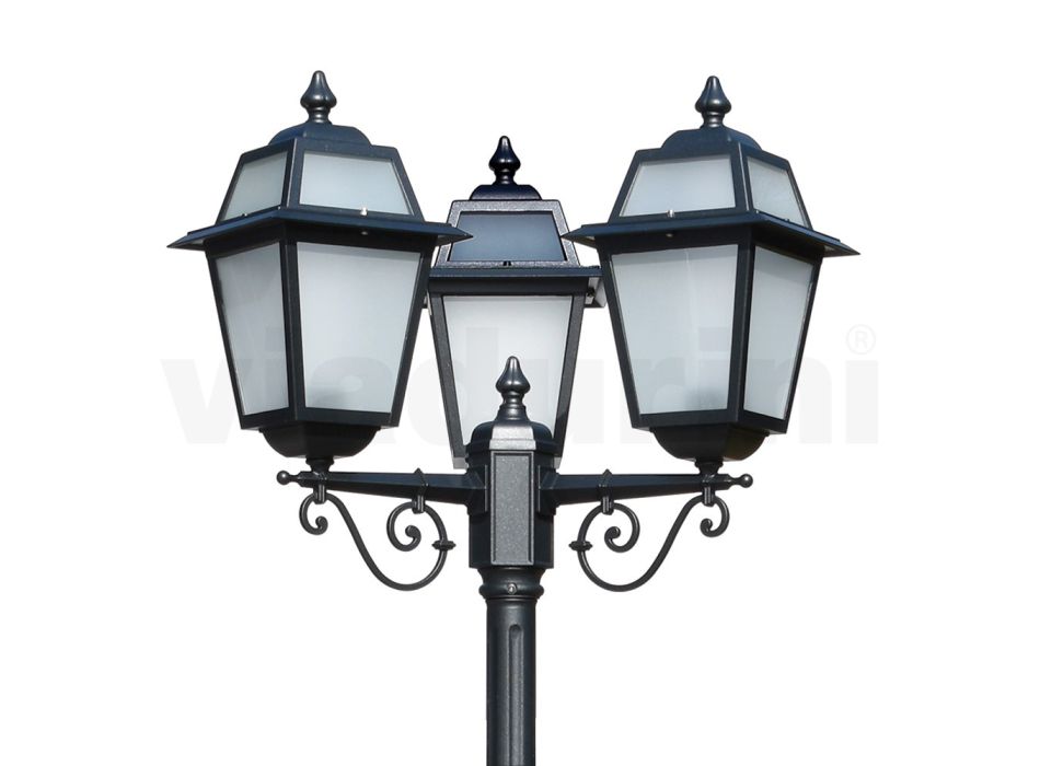 Farola de 219 cm de altura en Aluminio Antracita y Vidrio Arenado