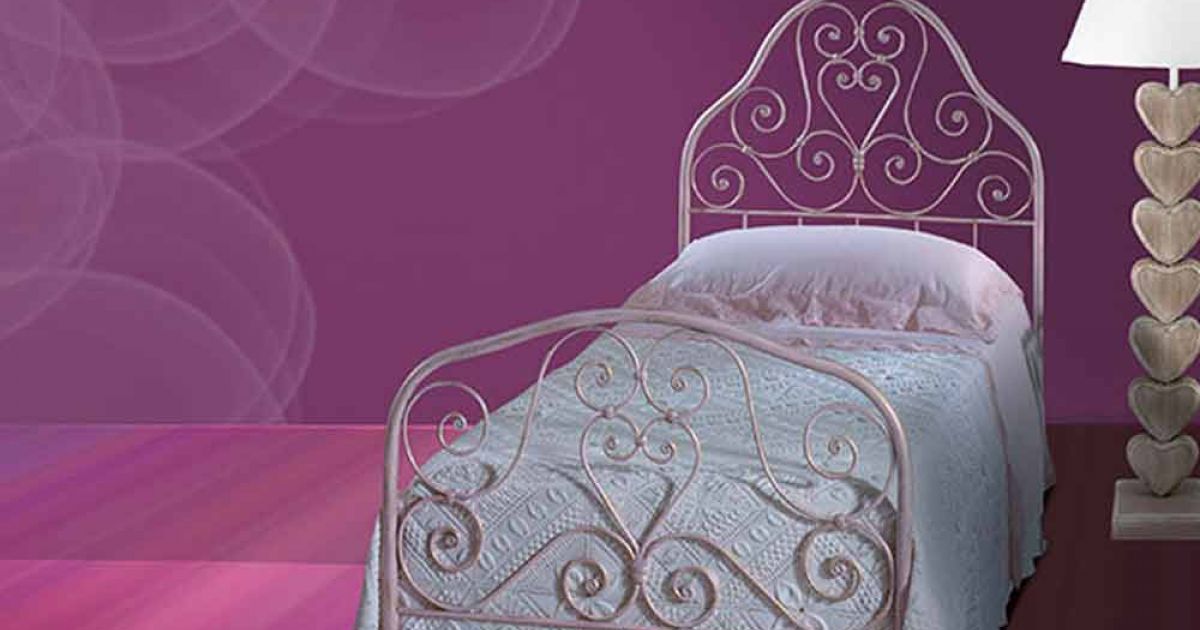 Cama individual en hierro forjado colección noche Calla Viadurini