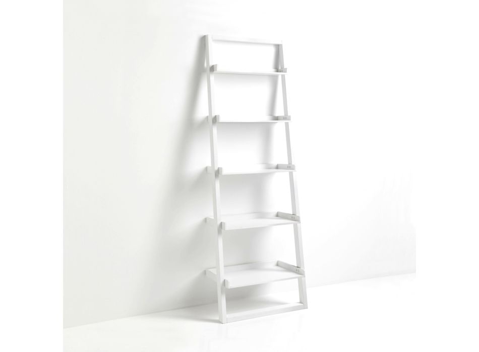 Librería de MDF lacado blanco mate con 5 estantes