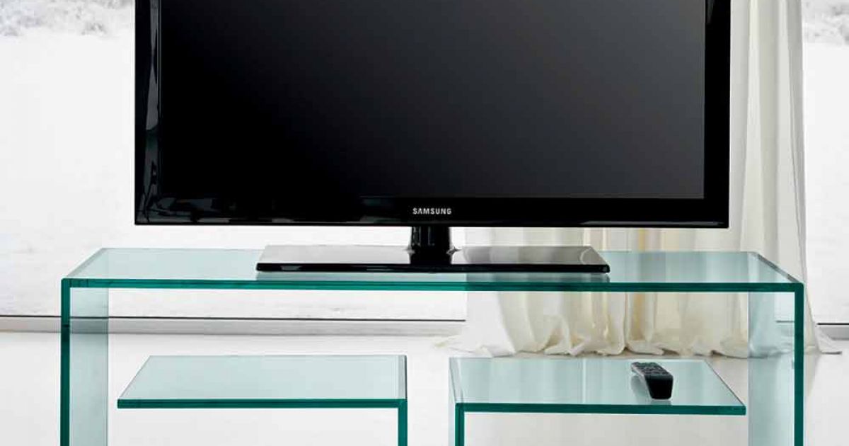 Mueble de TV de vidrio con ruedas de diseño de lujo Made in Italy