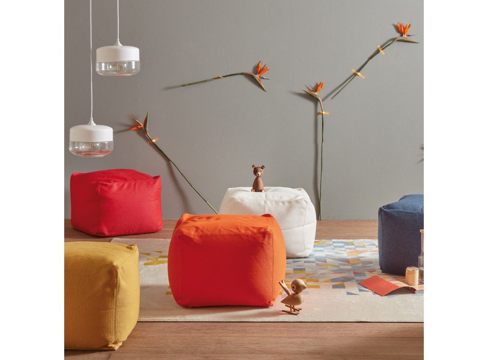 Puf cuadrado suave para exterior o interior en tela de colores