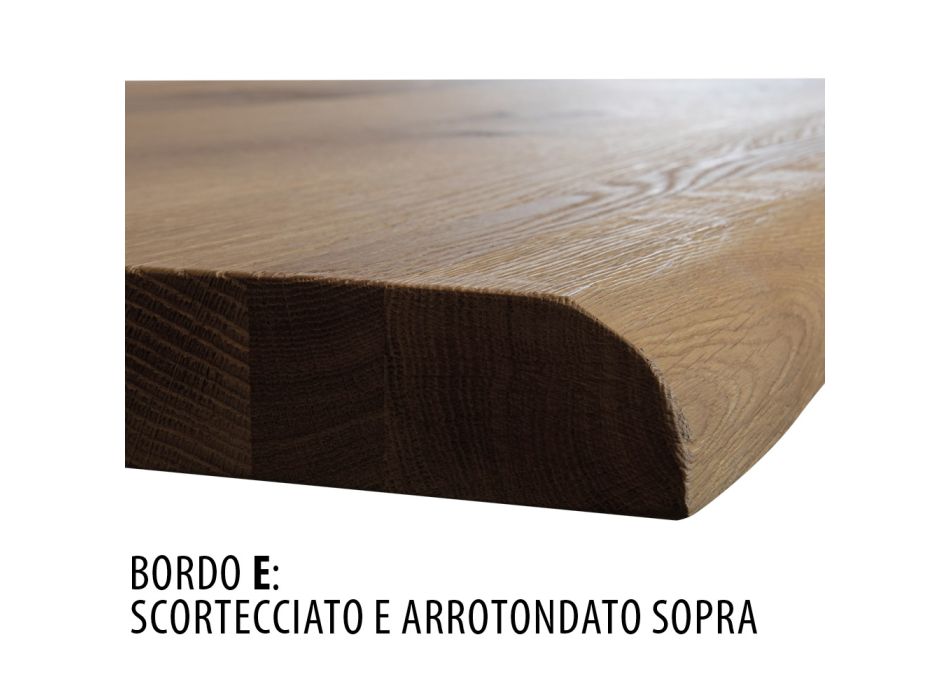 Mesa de roble con bordes inclinados y descortezados Made in Italy