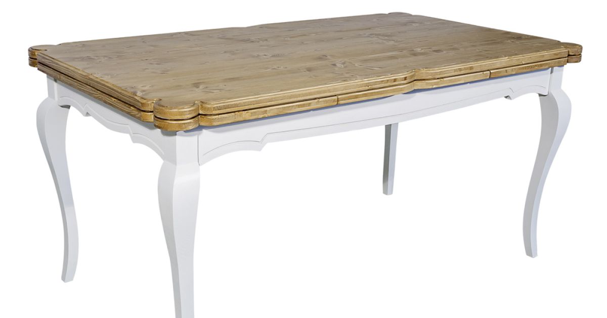 Mesa de interior de abeto nórdico con esquinas perfiladas Made in Italy