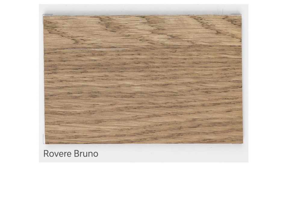 Mesa de roble chapado descortezado y base de cristal.