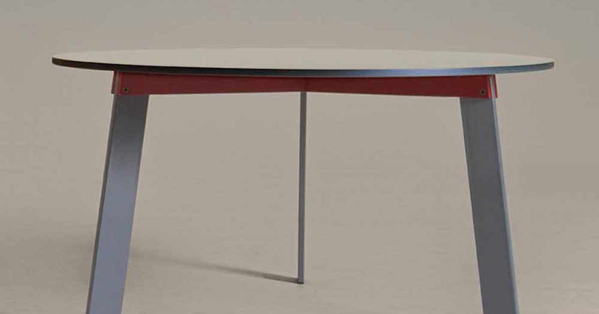 Mesa Redonda Moderna de Diseño Colorido en Acero y MDF