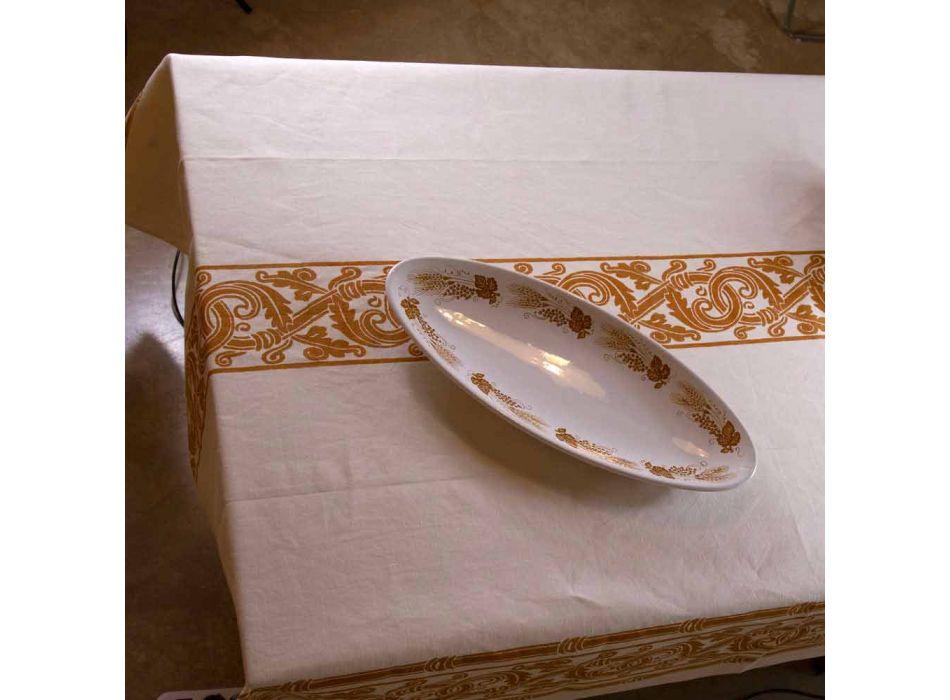 Mantel artístico con estampado a mano Pieza única preciosa